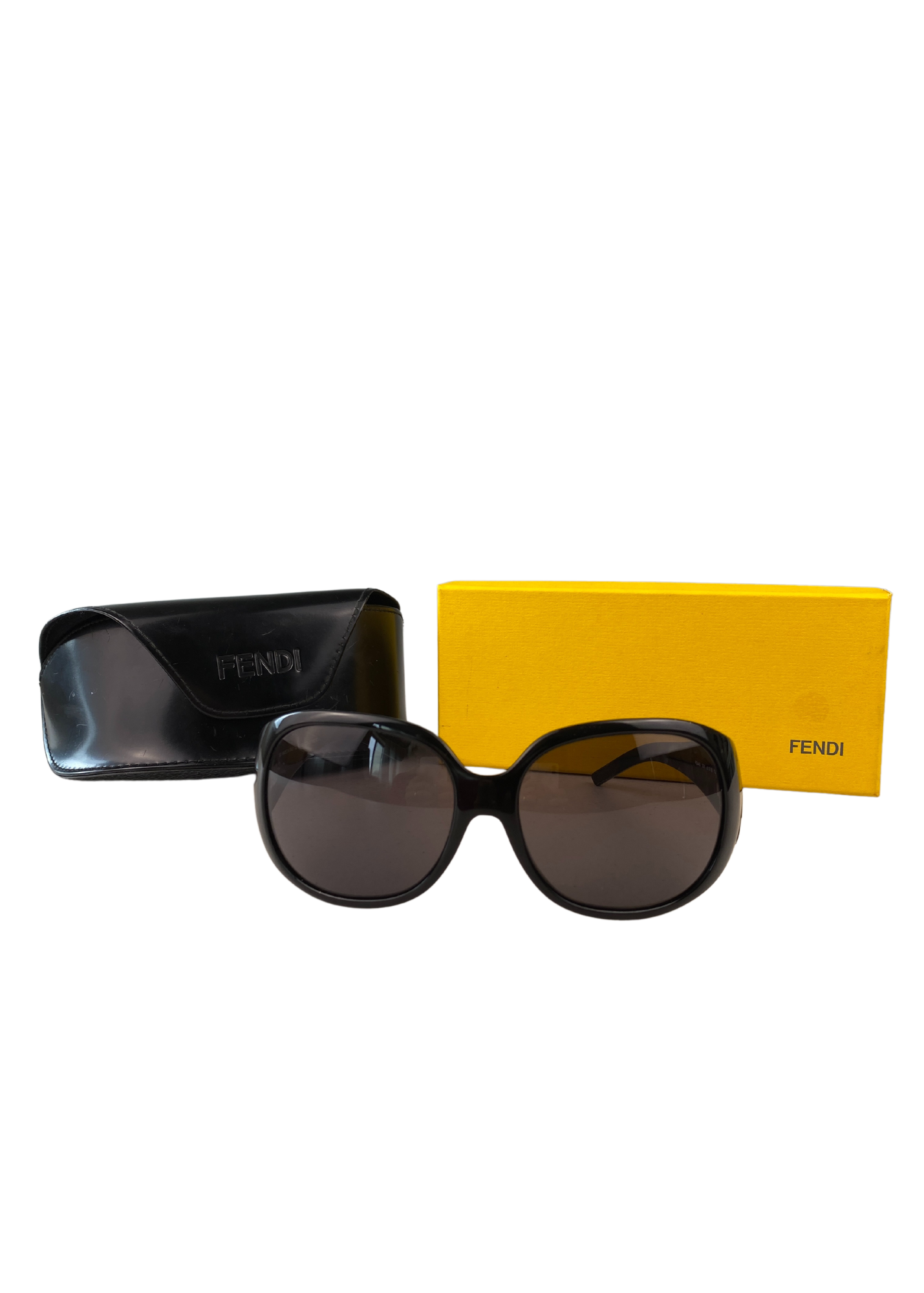 FENDI (AS IS) Black Oversize Monogram Arm Sunglasses